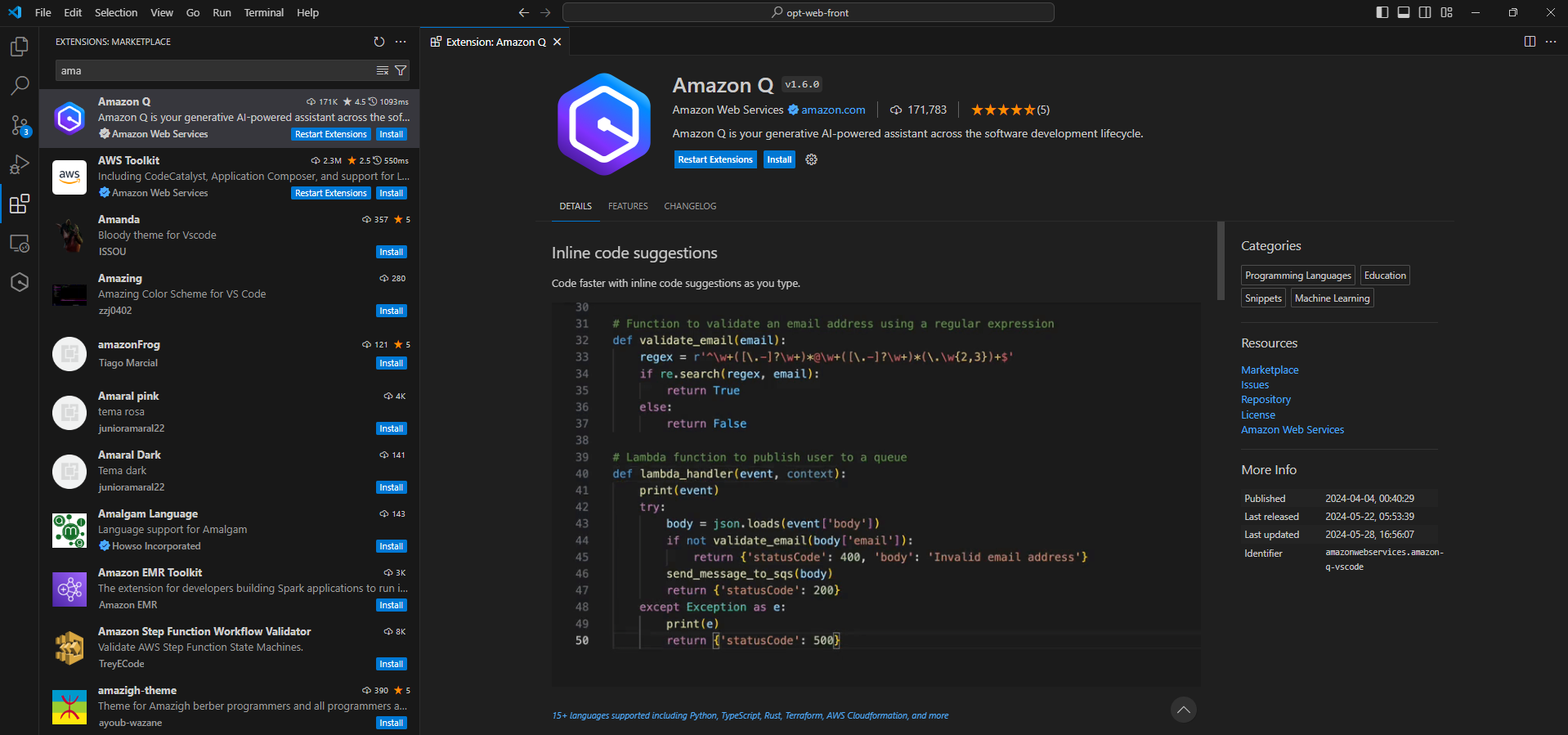 Amazon Codewhispererを使ってみた
